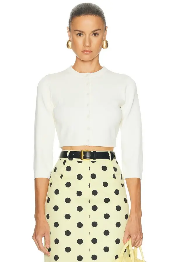 SKIMS Refined Knit Crop Cardigan - Egret