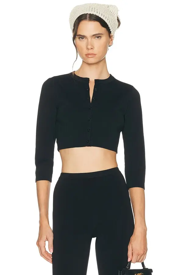 SKIMS Refined Knit Crop Cardigan - Obsidian