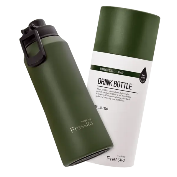 Fressko Core 1l/34oz Drink Bottle Khaki - Green