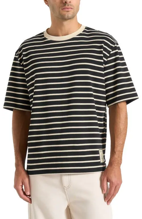 Manière De Voir Striped Relaxed Fit Cotton T-shirt - Black/cream