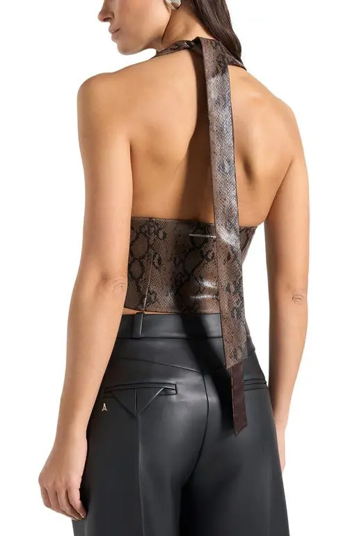 Manière De Voir Sloane Python Halterneck Corset Top