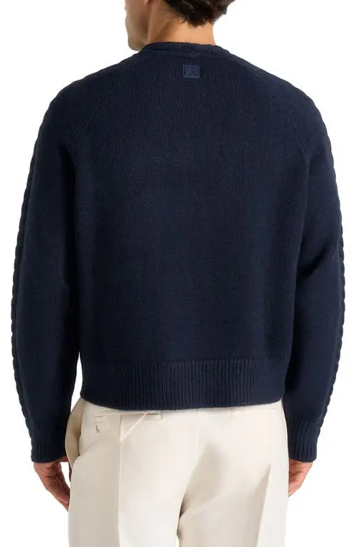 Manière De Voir Textured Raglan Knit Jumper - Navy