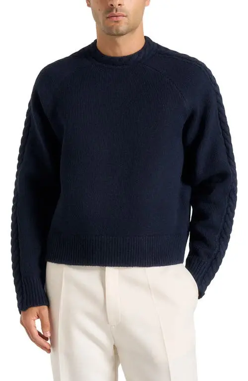 Manière De Voir Textured Raglan Knit Jumper - Navy