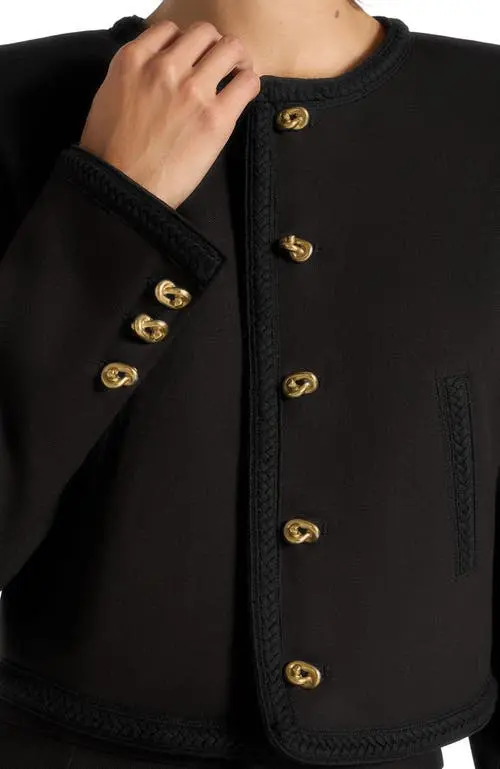 Manière De Voir Maniere De Voir Cropped Tailored Jacket With Braided Trim