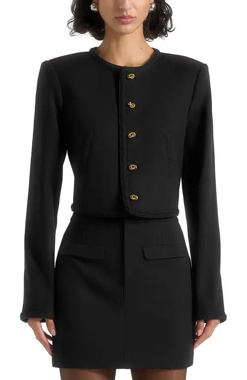 Manière De Voir Maniere De Voir Cropped Tailored Jacket With Braided Trim