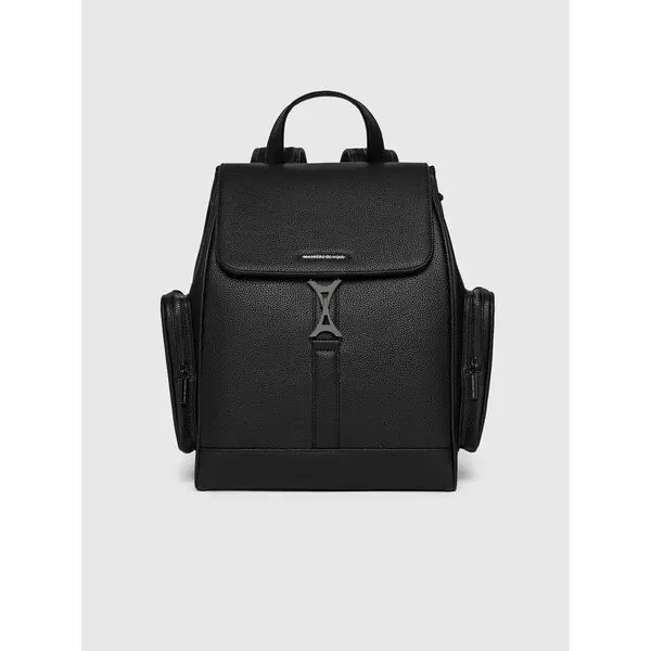 Manière De Voir Maloe Pebbled Leather Eiffel Clasp Backpack - Black