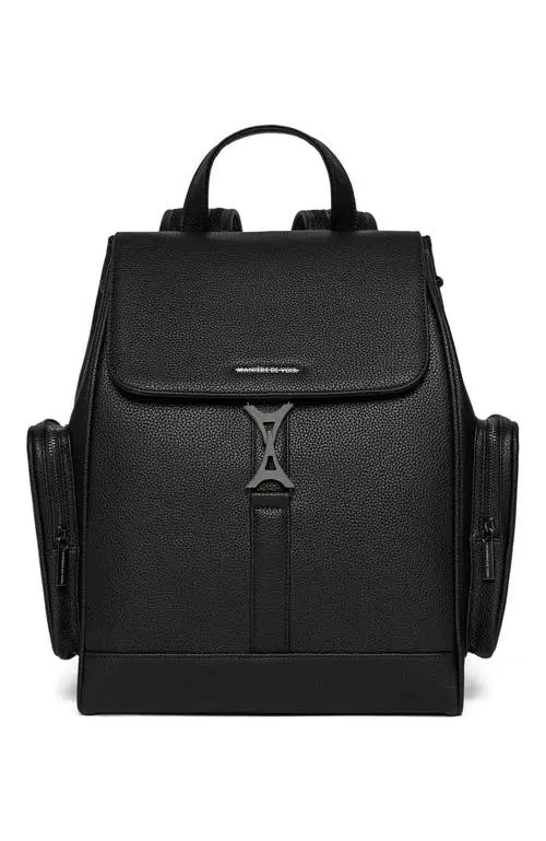Manière De Voir Maloe Pebbled Leather Eiffel Clasp Backpack