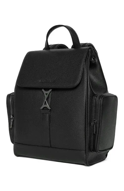 Manière De Voir Maloe Pebbled Leather Eiffel Clasp Backpack