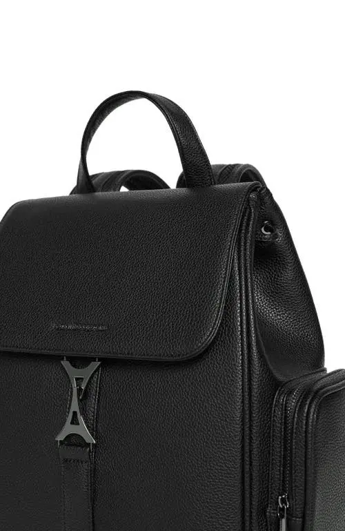 Manière De Voir Maloe Pebbled Leather Eiffel Clasp Backpack