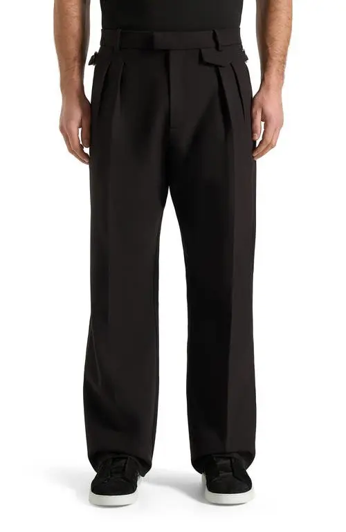 Manière De Voir Pierre Relaxed Fit Pleated Tailored Trousers - Black
