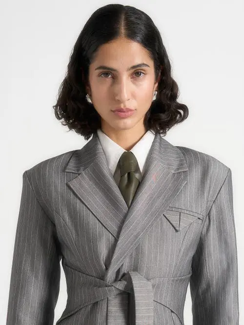 Manière De Voir Maniere De Voir Ash Leather Tie - Dark Sage