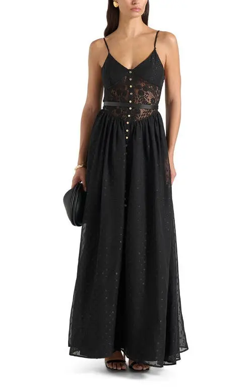 Manière De Voir Rosie Lace Corset Maxi Dress - Black