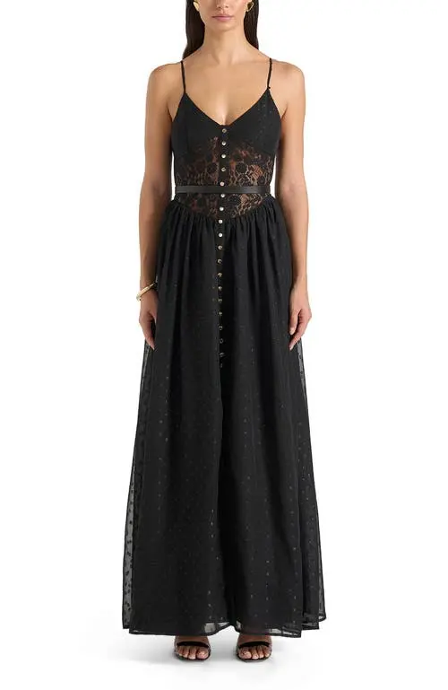 Manière De Voir Rosie Lace Corset Maxi Dress - Black