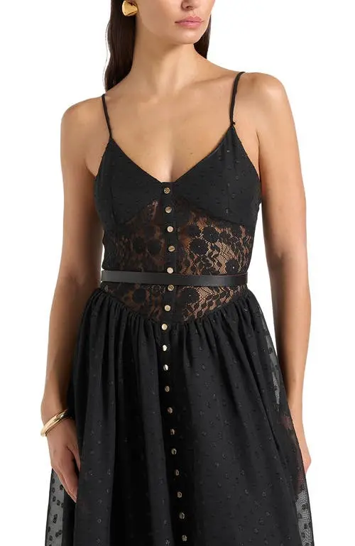 Manière De Voir Rosie Lace Corset Maxi Dress - Black