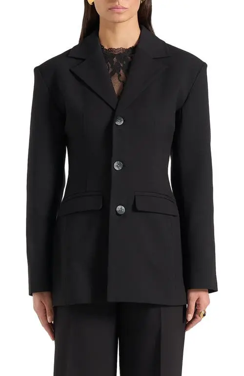 Manière De Voir Manier De Voir Claire Wide Shoulder Cinch Waist Blazer - Black