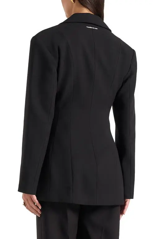 Manière De Voir Manier De Voir Claire Wide Shoulder Cinch Waist Blazer - Black