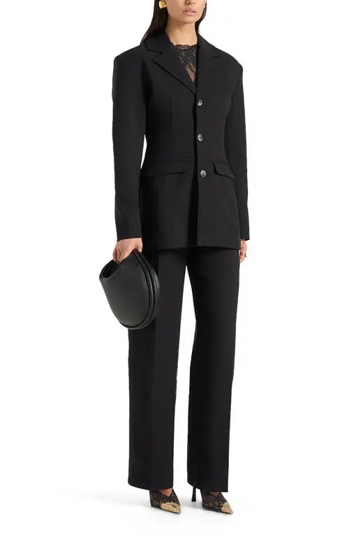 Manière De Voir Manier De Voir Claire Wide Shoulder Cinch Waist Blazer - Black
