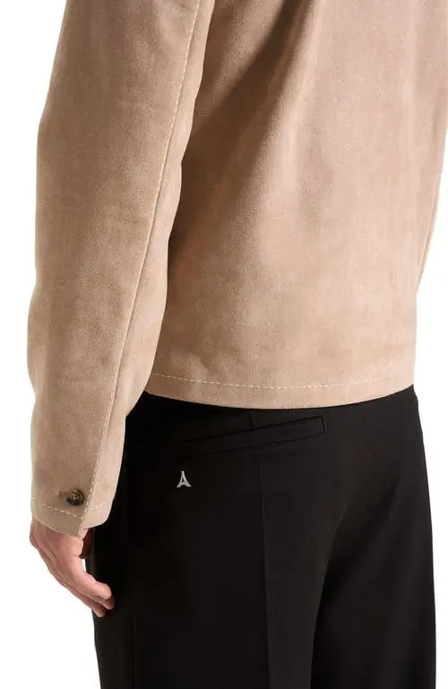 Manière De Voir Suede Zip Jacket With Contrast Stitching - Beige