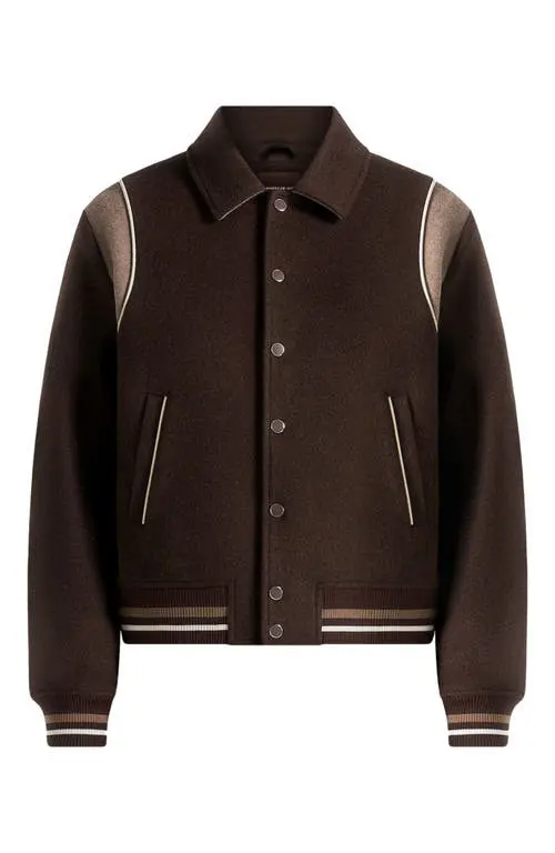 Manière De Voir Contrast Wool Varsity Jacket - Brown