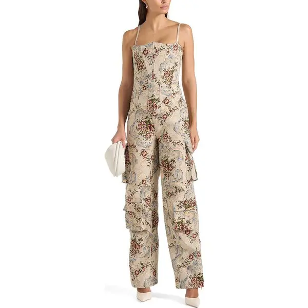 Manière De Voir Scarlett Tapestry Lace Up Corset - Beige