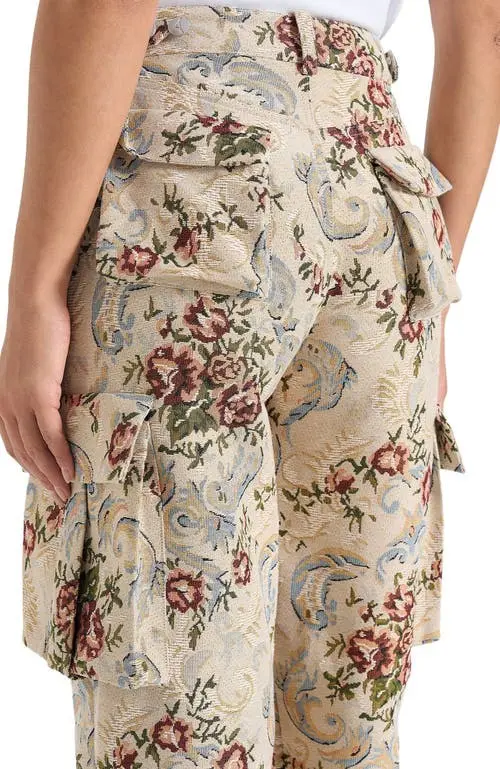 Manière De Voir Emilie High Waisted Tapestry Cargo Pants