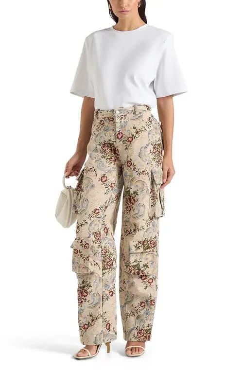 Manière De Voir Emilie High Waisted Tapestry Cargo Pants