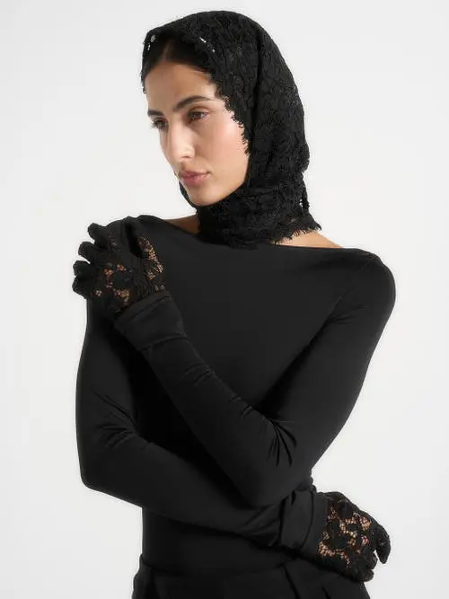 Manière De Voir Kadia Lace Head Scarf - Black