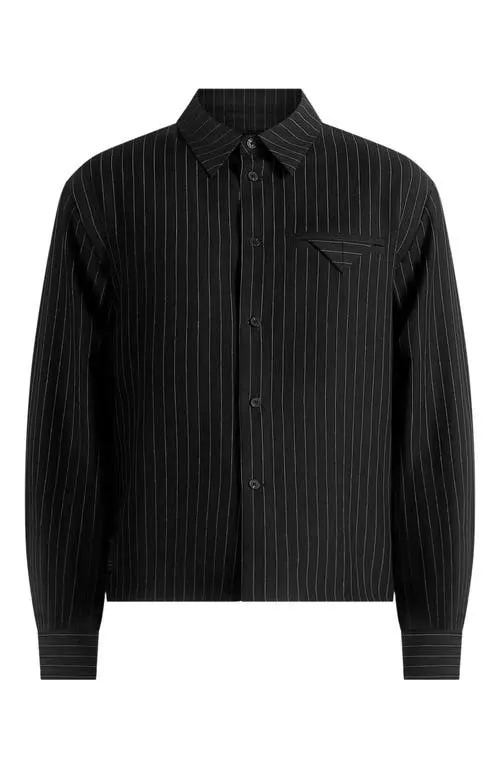 Manière De Voir Arlo Pinstripe Cropped Long Sleeve Shirt