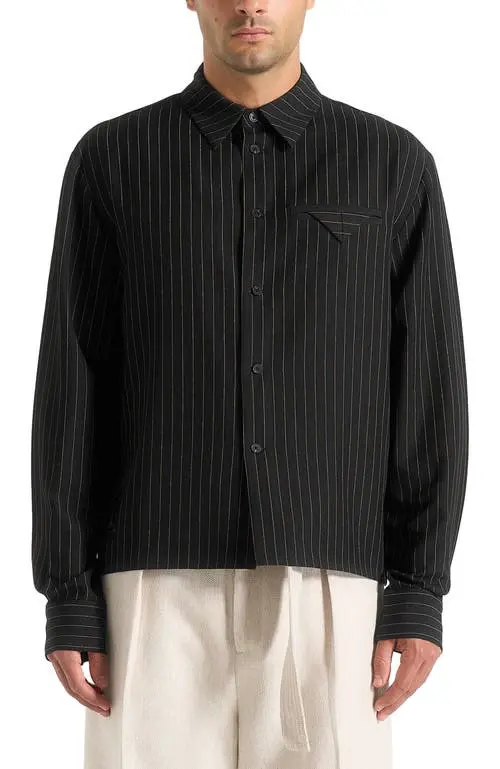 Manière De Voir Arlo Pinstripe Cropped Long Sleeve Shirt