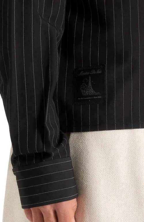 Manière De Voir Arlo Pinstripe Cropped Long Sleeve Shirt