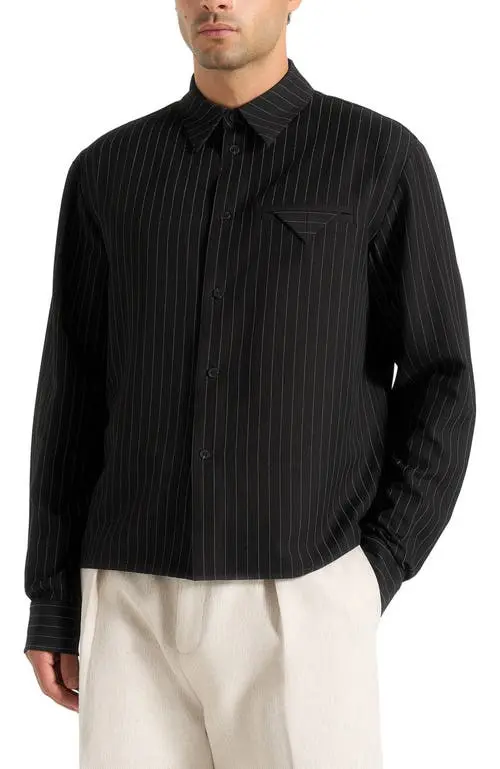 Manière De Voir Arlo Pinstripe Cropped Long Sleeve Shirt