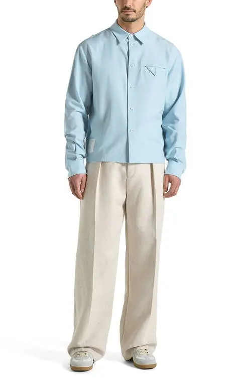 Manière De Voir Arlo Pinstripe Cropped Long Sleeve Shirt - Blue