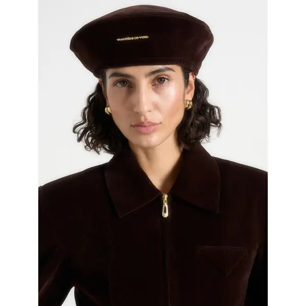 Manière De Voir Maniere De Voir Anya Velvet Beret - Brown