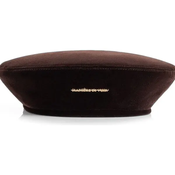 Manière De Voir Maniere De Voir Anya Velvet Beret - Brown
