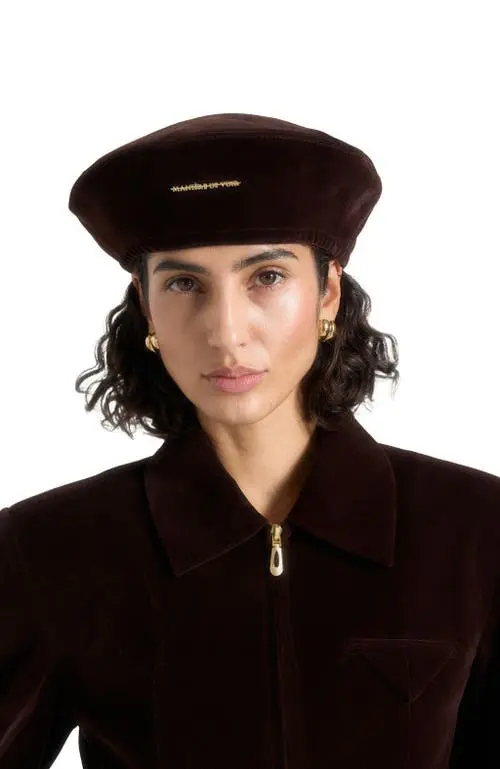 Manière De Voir Maniere De Voir Anya Velvet Beret - Brown