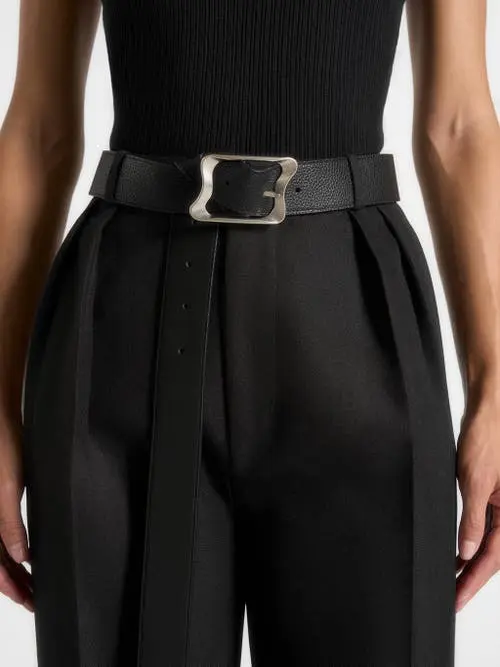 Manière De Voir Eleanor Suede & Leather Statement Belt - Black