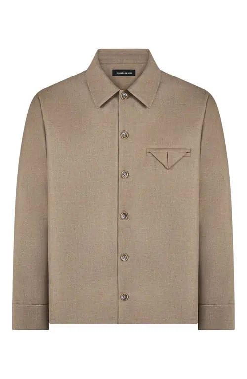 Manière De Voir Leo Hatched Tailored Long Sleeve Overshirt - Khaki