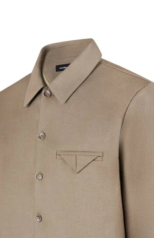 Manière De Voir Leo Hatched Tailored Long Sleeve Overshirt - Khaki