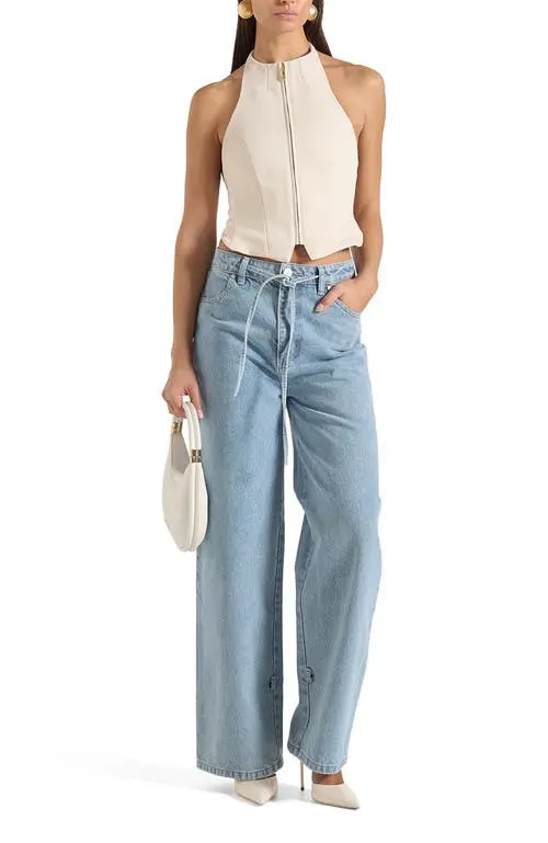 Manière De Voir Halterneck Backless Twill Corset Top