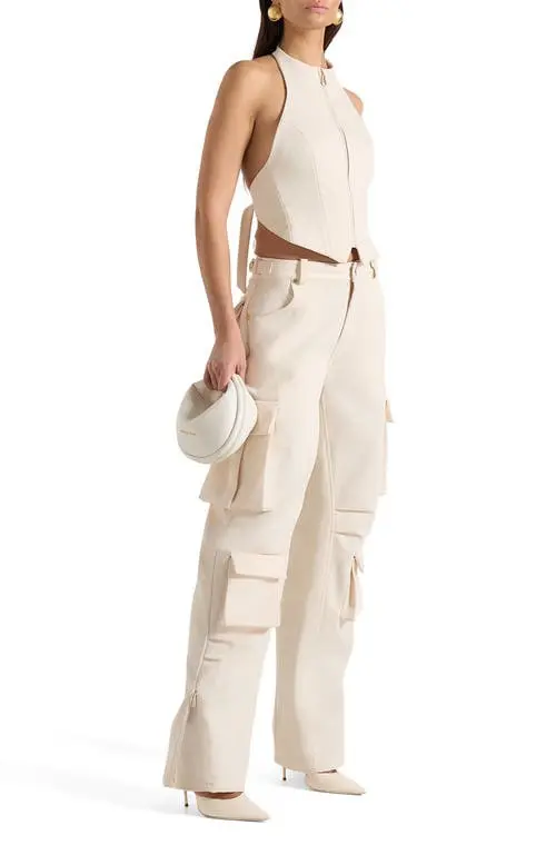 Manière De Voir Halterneck Backless Twill Corset Top
