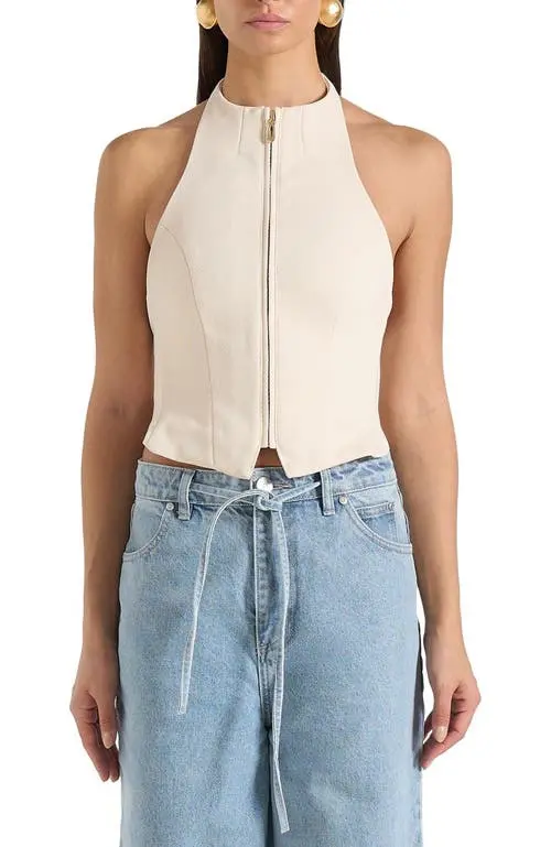 Manière De Voir Halterneck Backless Twill Corset Top