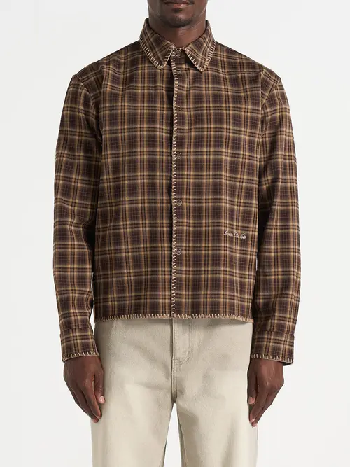 Manière De Voir Blake Whipstitch Check Shirt - Brown