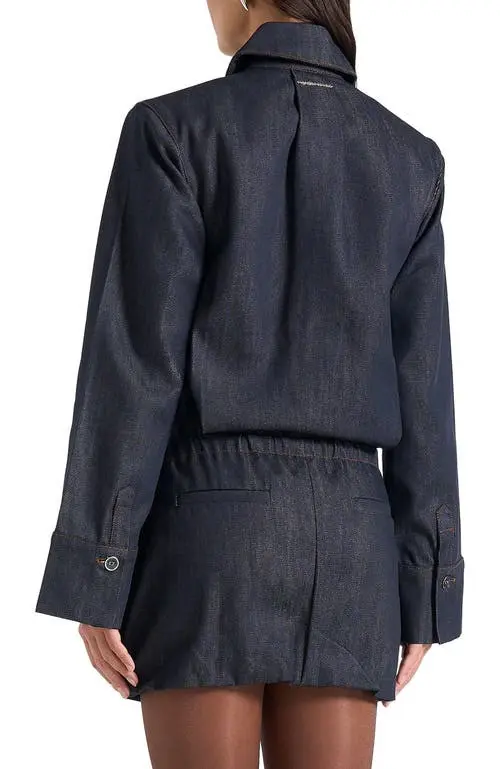 Manière De Voir Denim Cargo Shirt Mini Dress