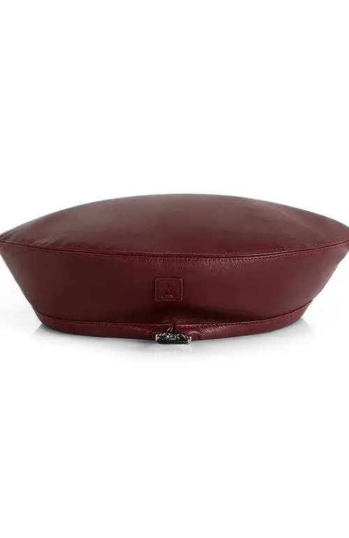 Manière De Voir Maniere De Voir Anya Vegan Leather Beret - Wine Red