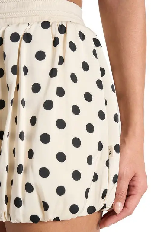 Manière De Voir Polka Dot Satin Balloon Shorts - White/black