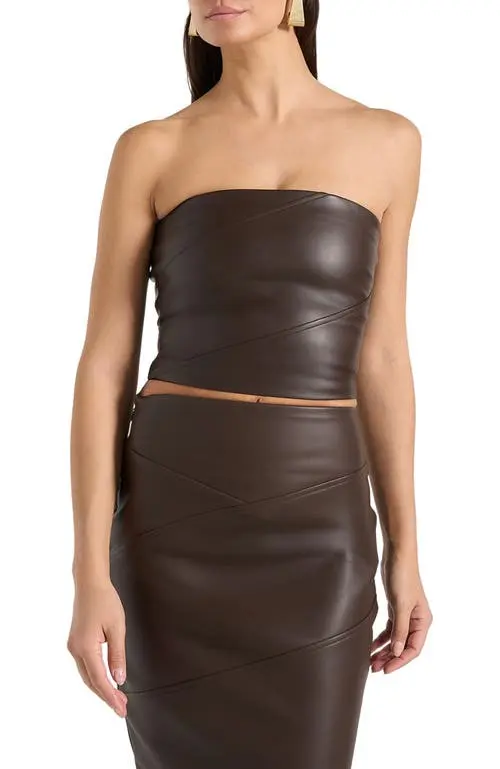 Manière De Voir Maniere De Voir Bandeau Leather Corset Top - Brown