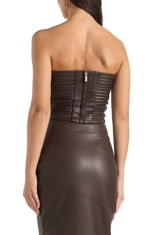 Manière De Voir Maniere De Voir Bandeau Leather Corset Top - Brown