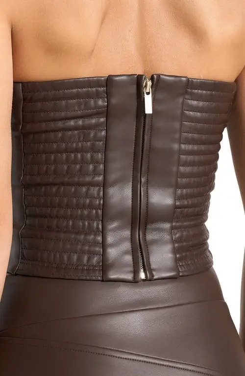 Manière De Voir Maniere De Voir Bandeau Leather Corset Top - Brown