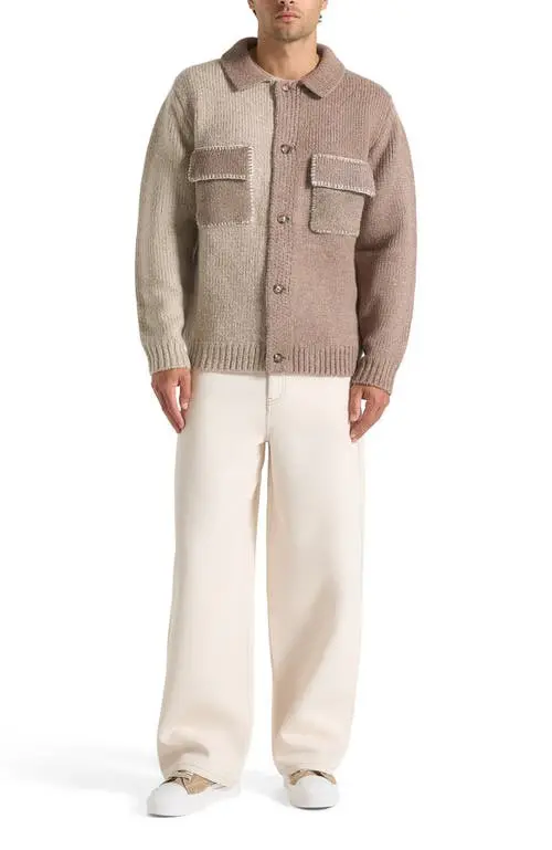 Manière De Voir Color Block Mohair-blend Cardigan - Beige