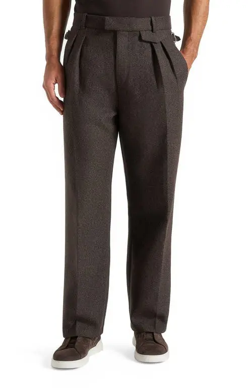 Manière De Voir Pierre Relaxed Fit Melange Pleated Tailored Trousers